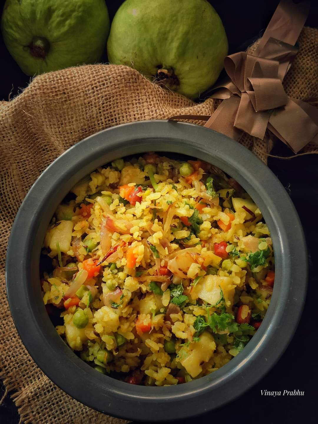 Onion and veggies poha - Vinaya's Culinary Delights