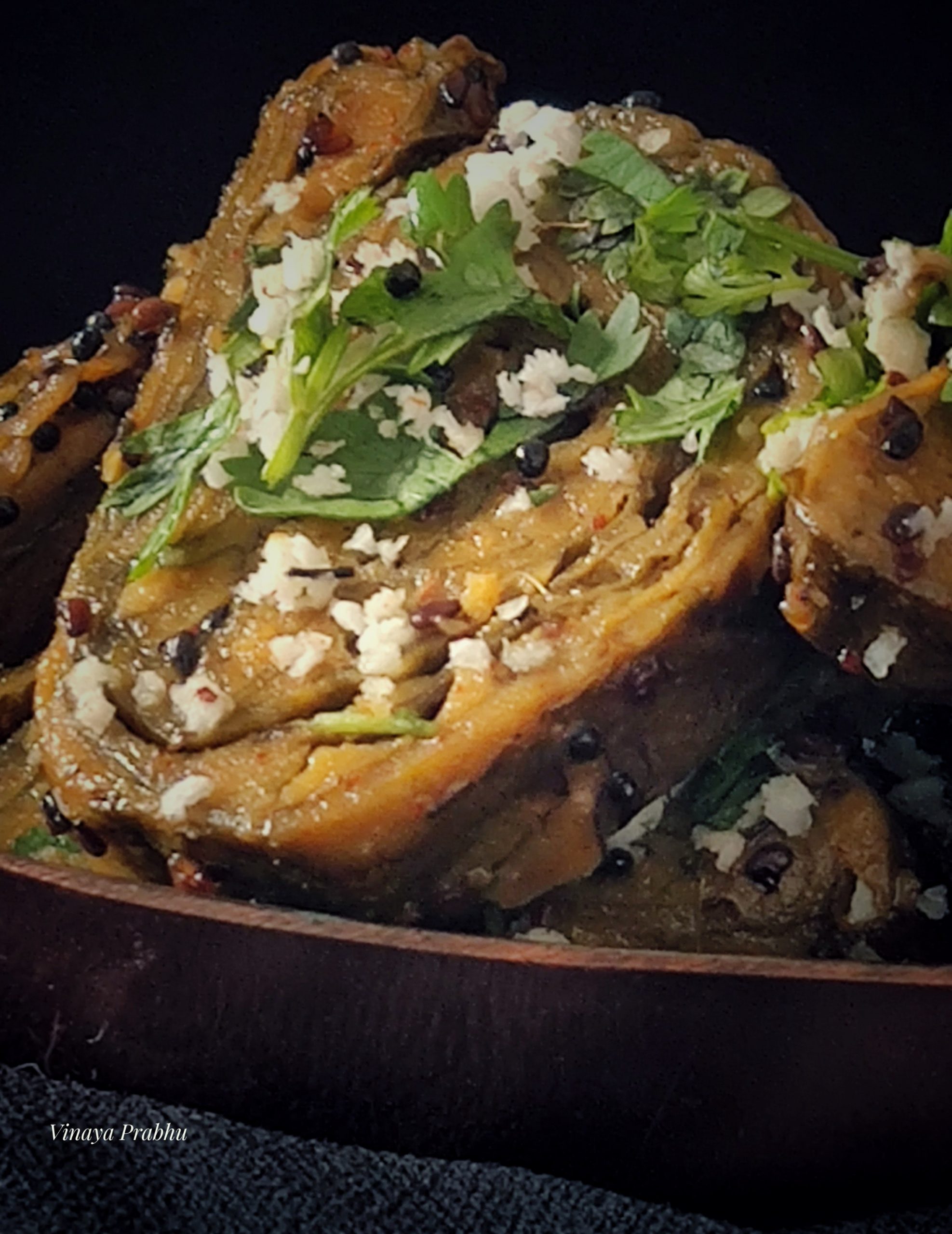 Patra/Colocassia roll sliced and tempered Recipe – Vinaya's Culinary ...